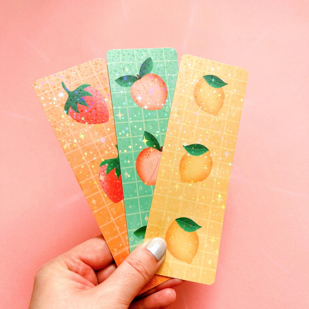 Mixed Fruit Bookmark Set (strawberry, Peach, Lemon) | (bookclub, Book ...