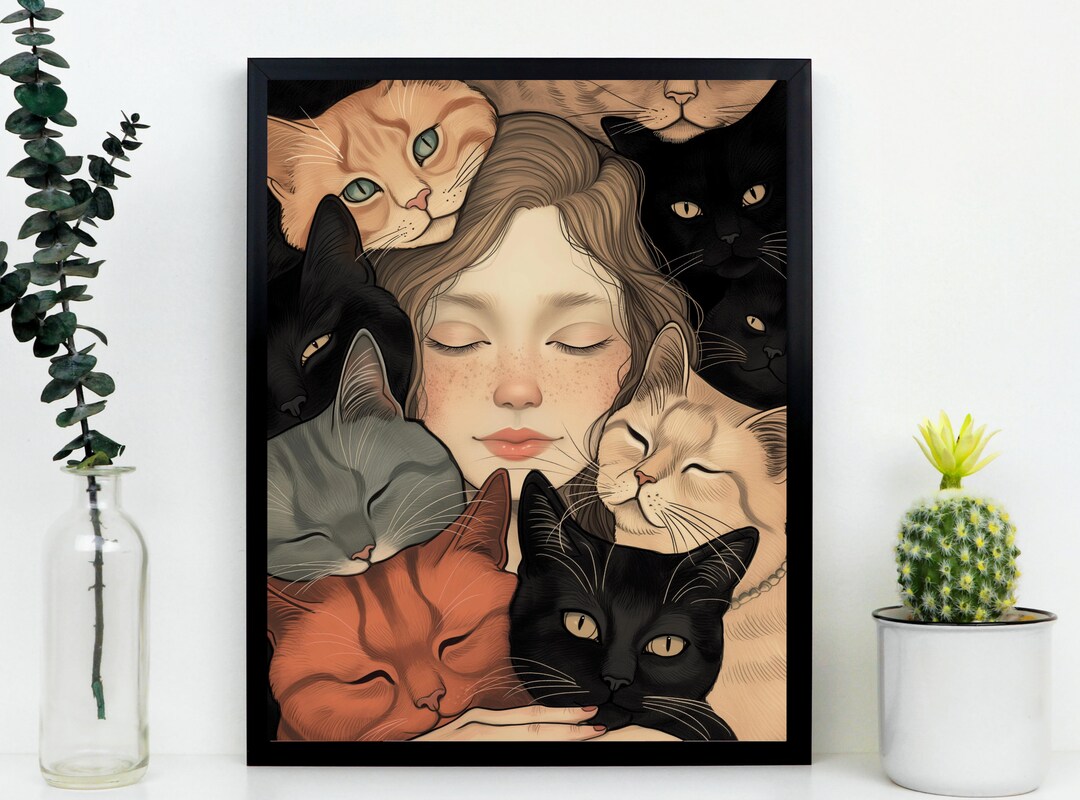 Cat Mom Print, Cute Cat Print, Cat Poster, Large Printable Art ...
