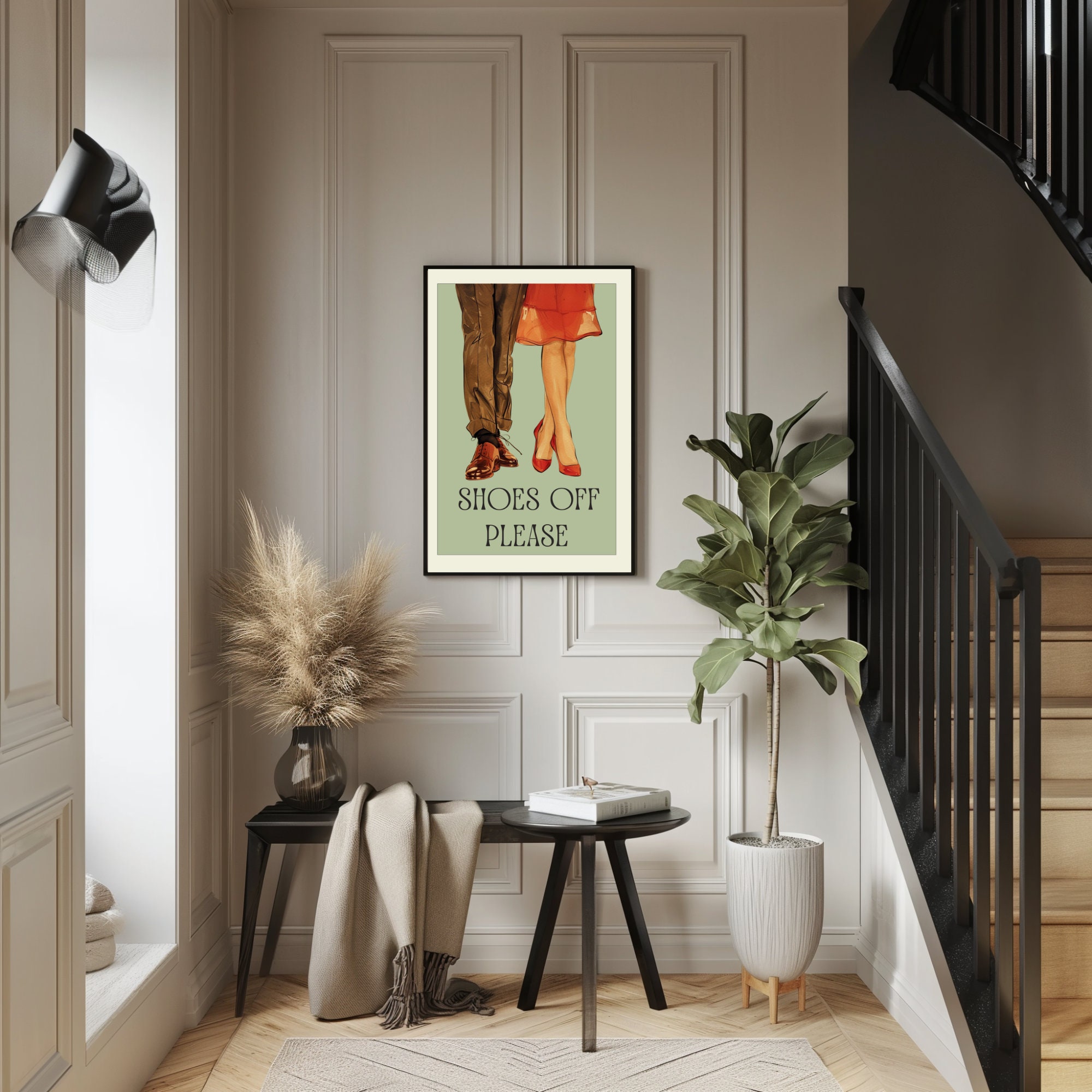 Shoes off Sign Hallway Entryway Wall Art Retro Print No Shoes Printable ...