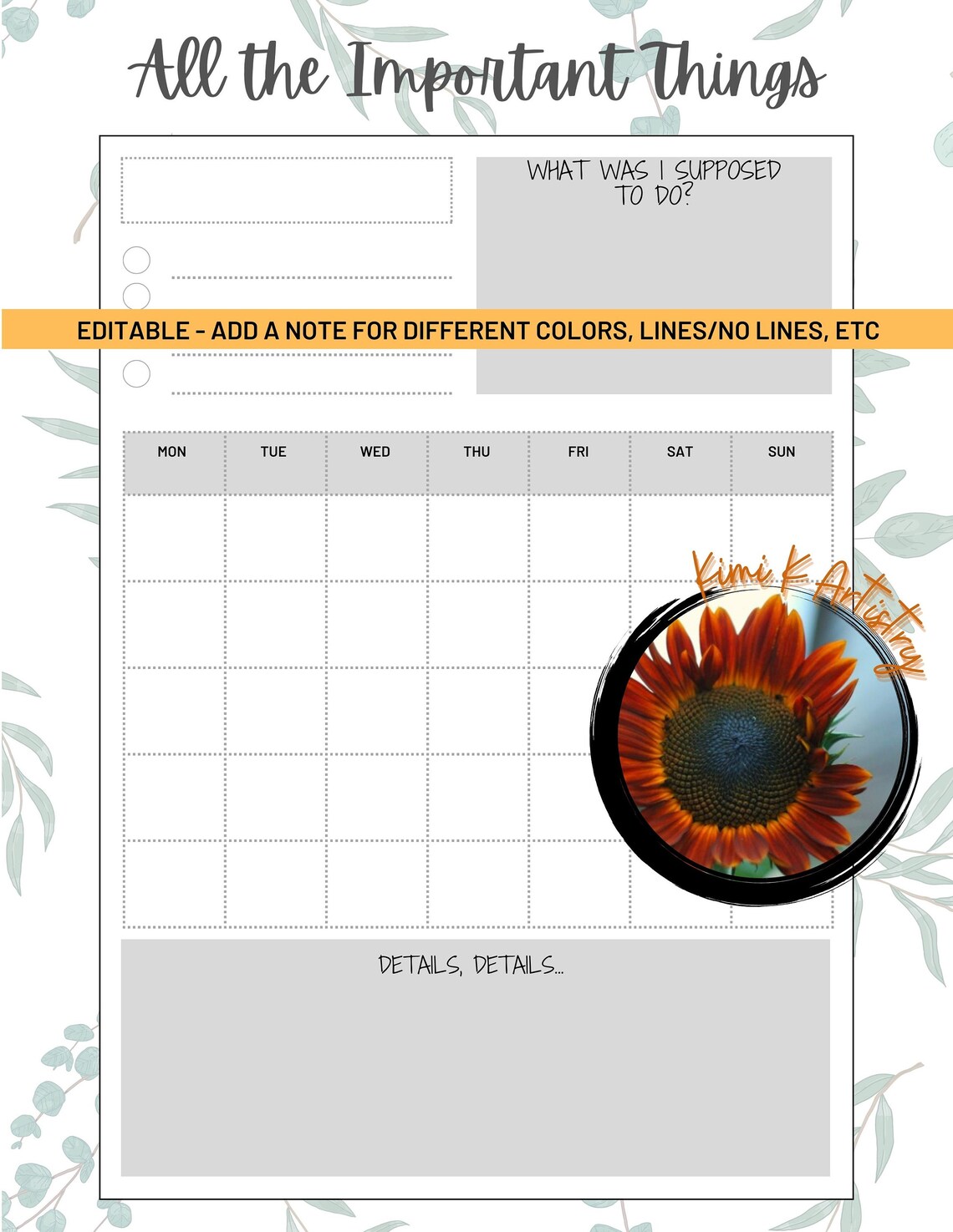 Editable Monthly Calendar, Fillable Month, Year, Days, Printable ...