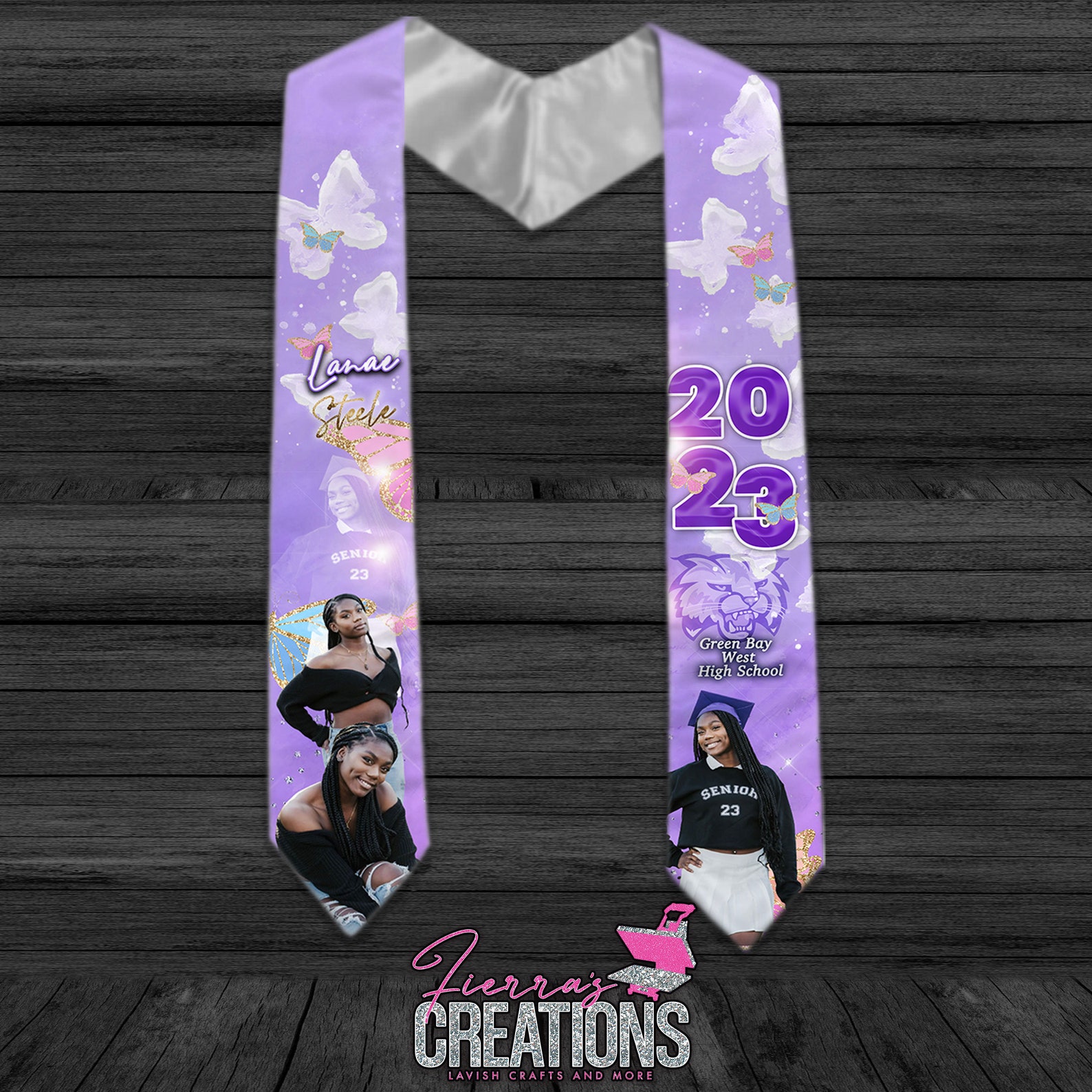 Custom Butterflies Graduation Stole and Matching T-shirt 3D Graduation ...