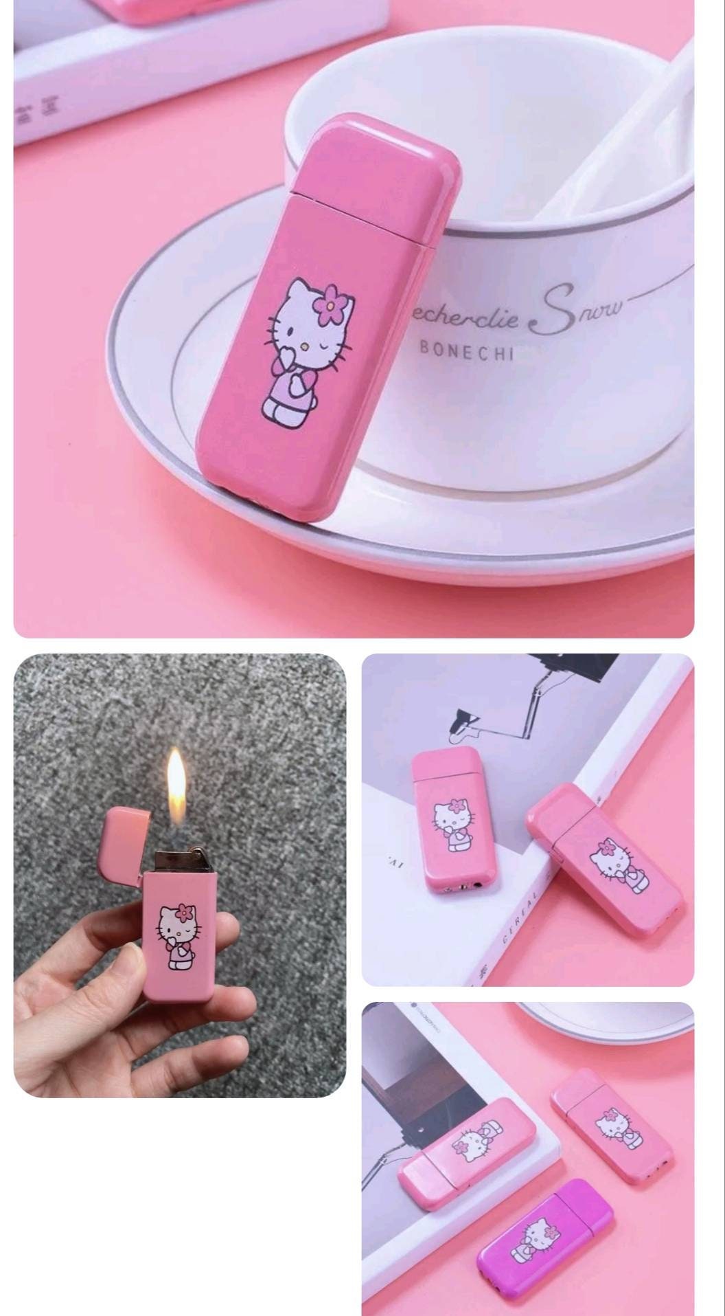 Mini Soft Flame Hello Kitty Cigarette Lighter Refillable and Reusable ...