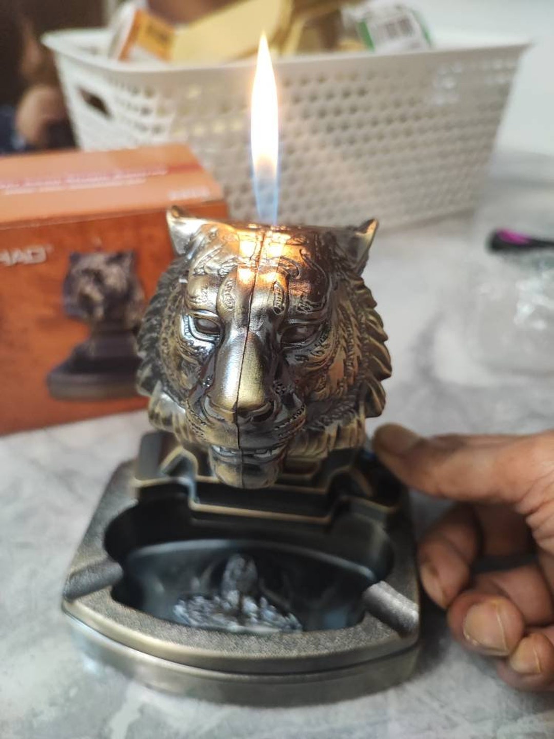 Lion King Head Lighter and Ashtray Set Remove Able Lion Head - Etsy UK