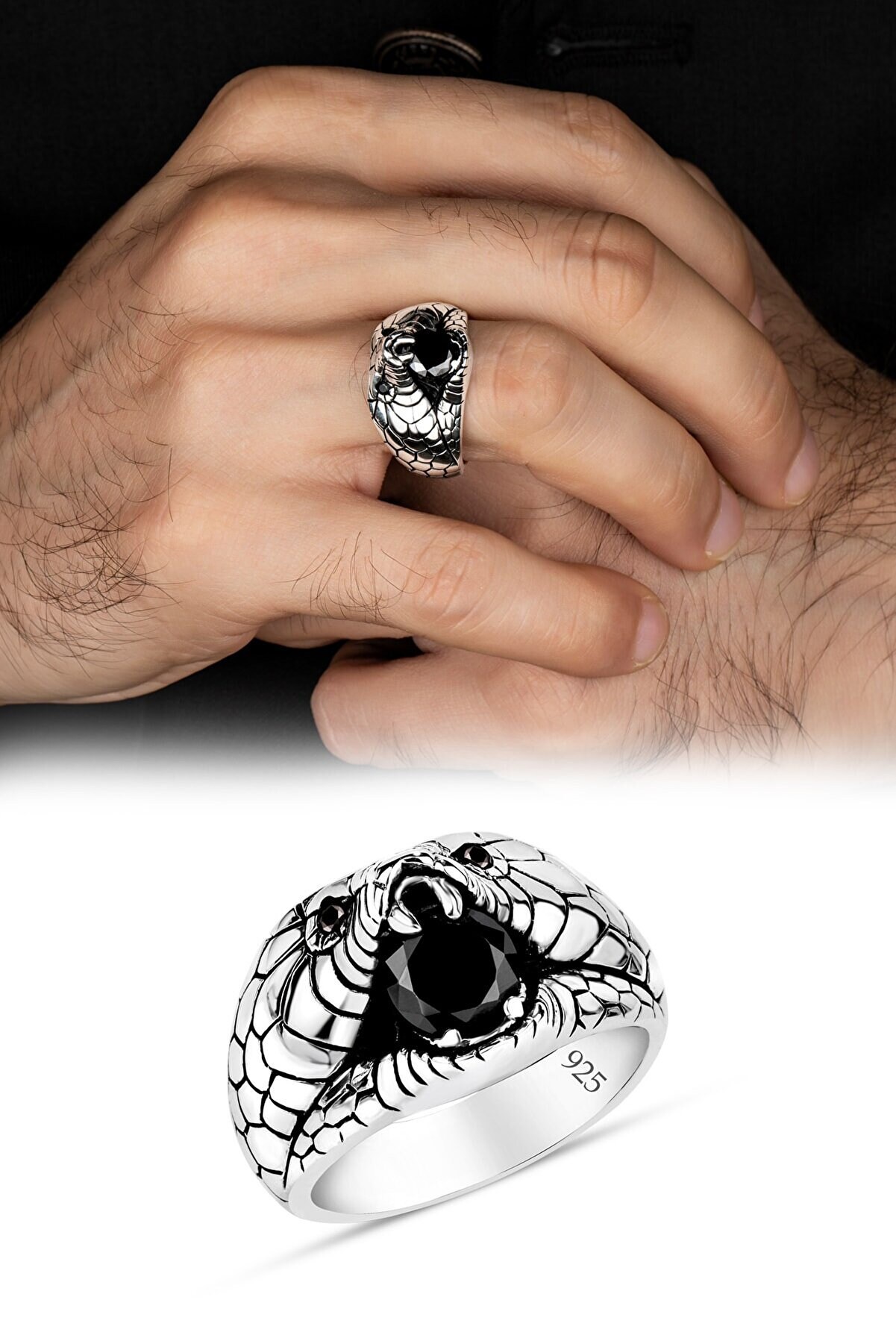 Snake Ring Sterling Silver Diamond Snake Ring Green Snake Ring Gemstone ...