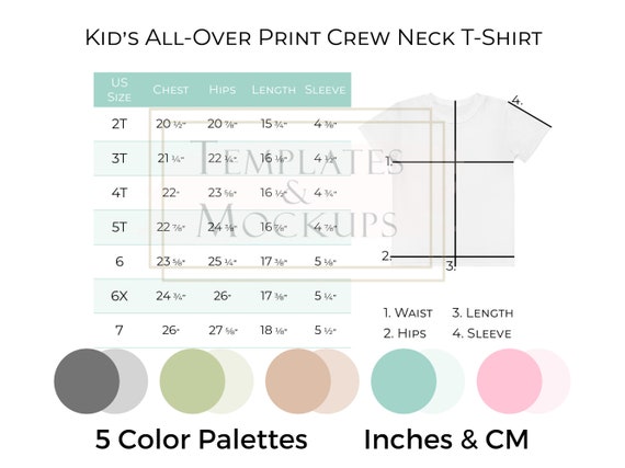 Instant Download All-over Print Kid's Unisex T-shirt Size | Etsy