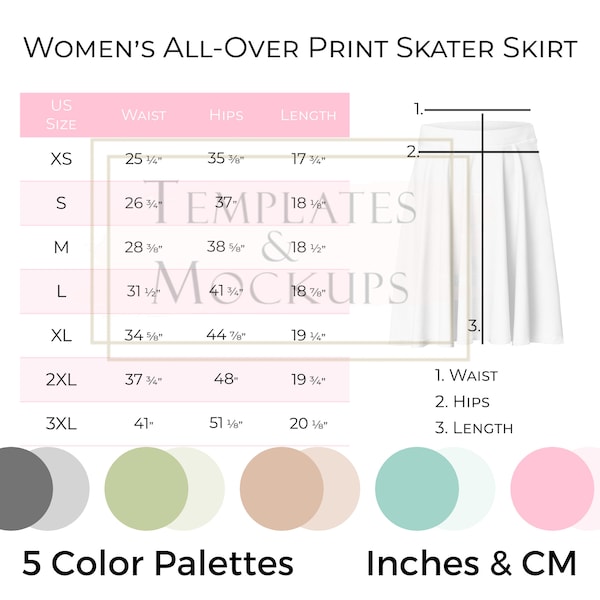 Size Chart Skirt Etsy