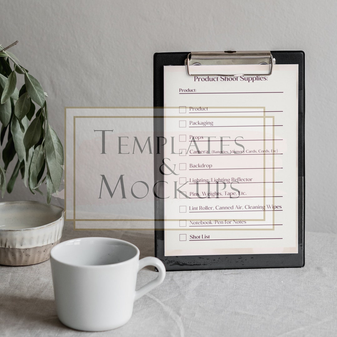 Mockup Styled Clipboard Printable Mockup, 8.5 X 11 Letter Size Paper ...
