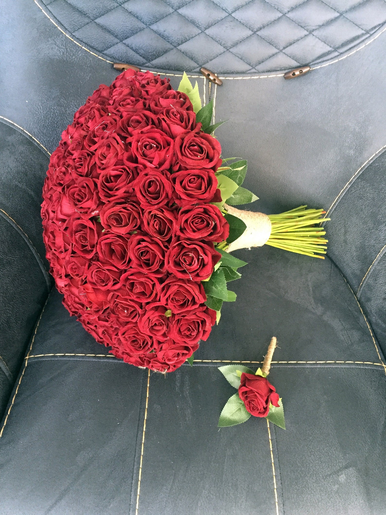 Red Rose Bridal Bouquet, Rose Bridal Bouquet, Rustic Boho Flower ...