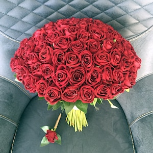 Red Rose Bridal Bouquet, Rose Bridal Bouquet, Rustic Boho Flower ...