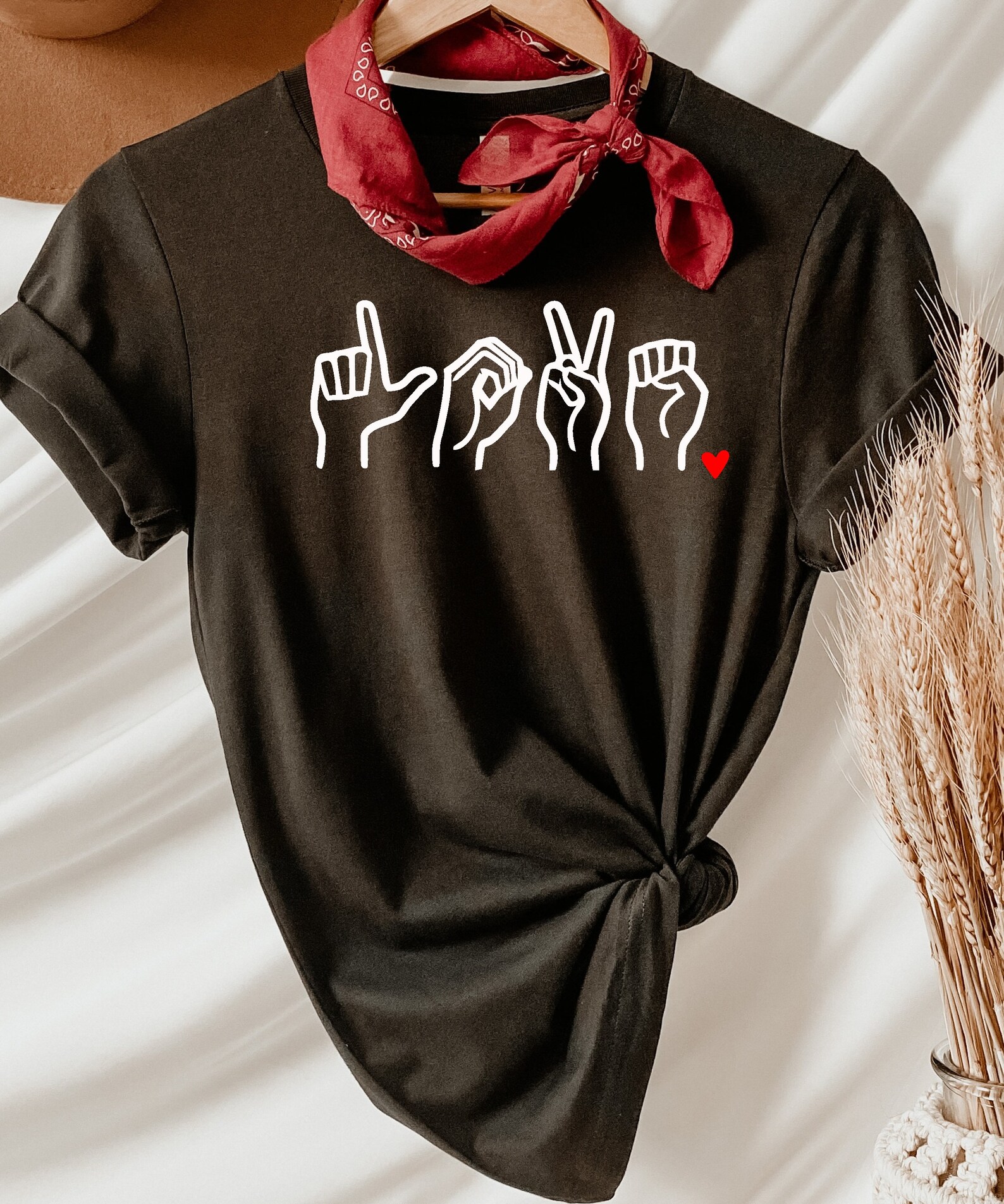 Sign Language Shirt Love Sign Language Tee Love Letter | Etsy