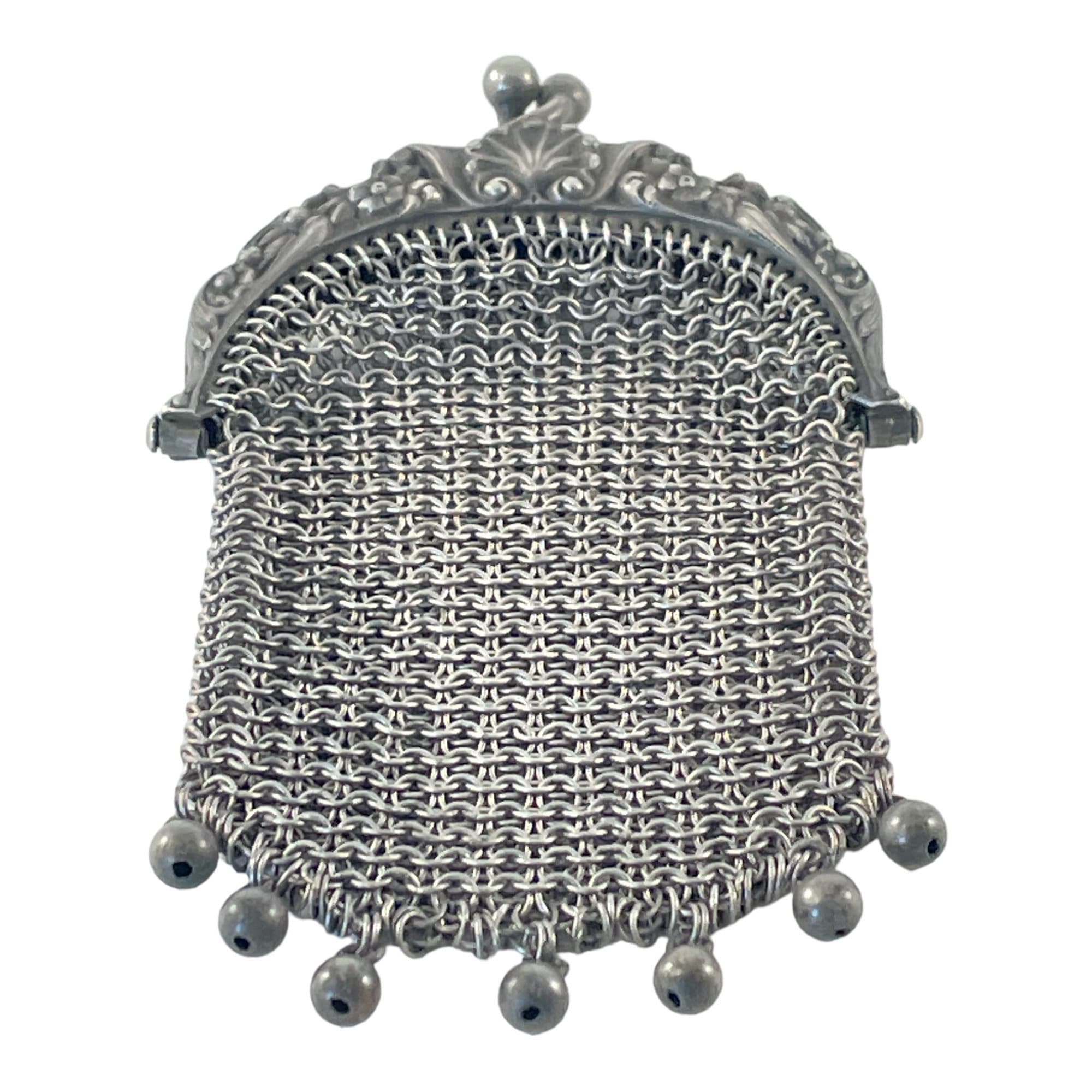 Antique French Silver Chainmail Chatelaine Floral Coin Purse - Etsy