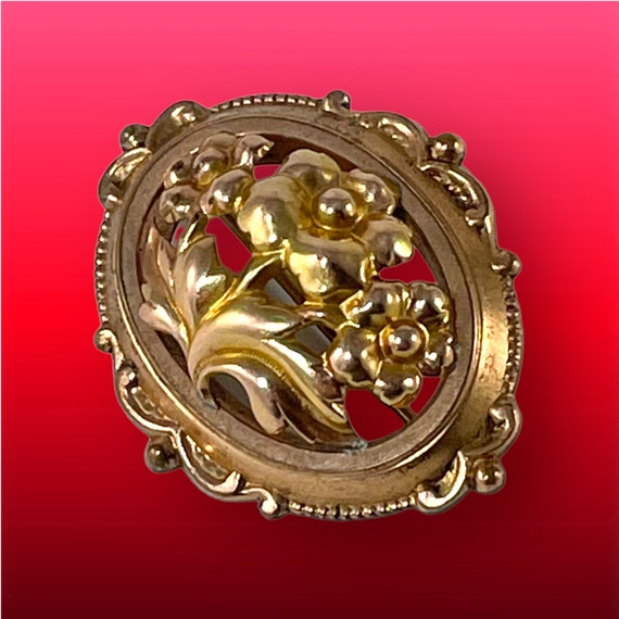 Antique French Brooch, 1800s Rose & Yellow Gold Plate… - Gem