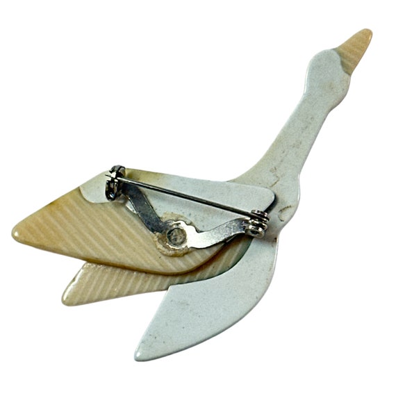 Vintage Lea Stein Flying Goose Brooch | Black & Cream… - Gem
