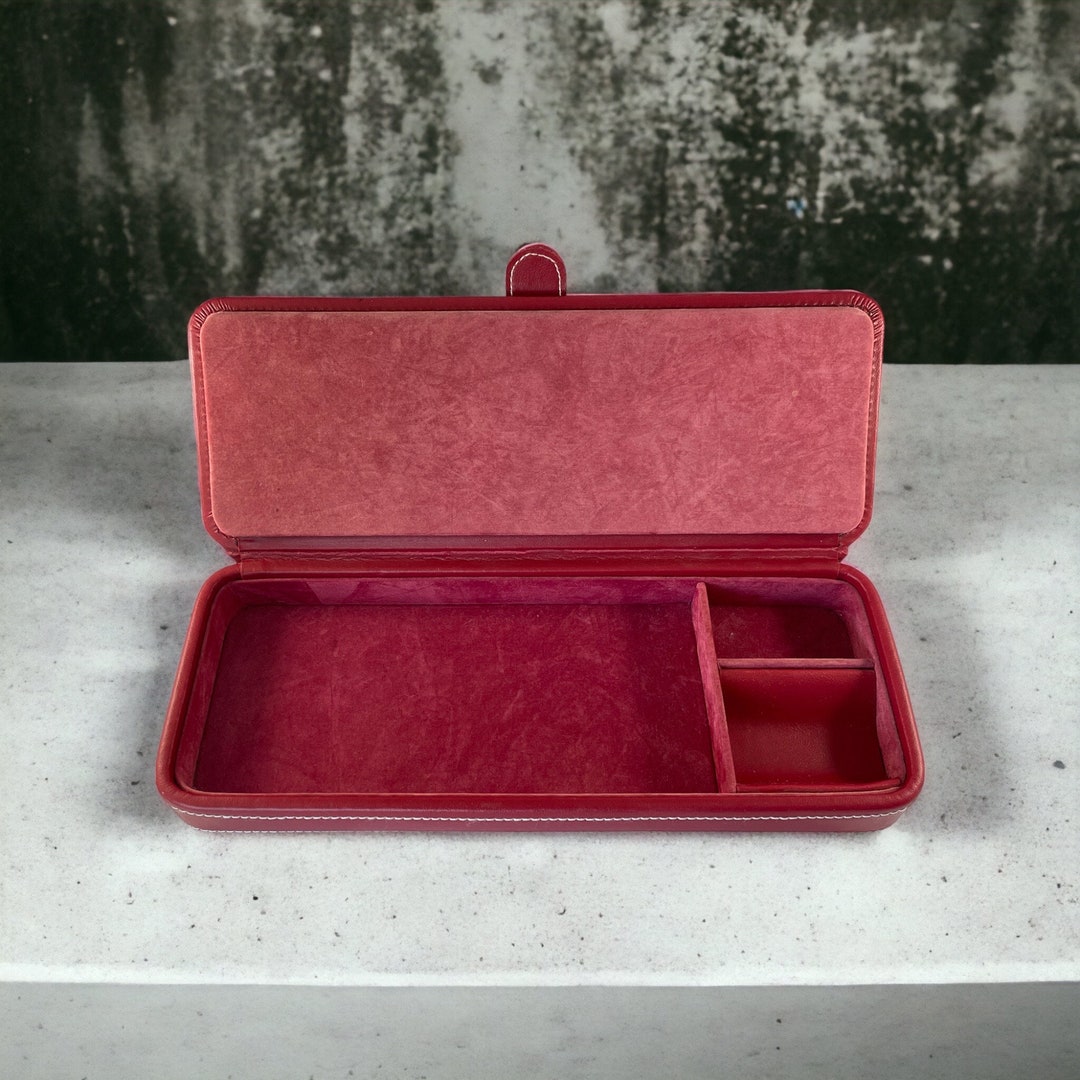 Vintage Red Faux Leather & Red Velvet Rectangle Jewelry Box - Etsy