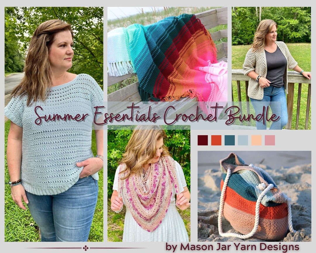 Summer Essentials Crochet Pattern Bundle | PDF DIGITAL DOWNLOAD | Top, Cardigan, Shawl, Blanket ...