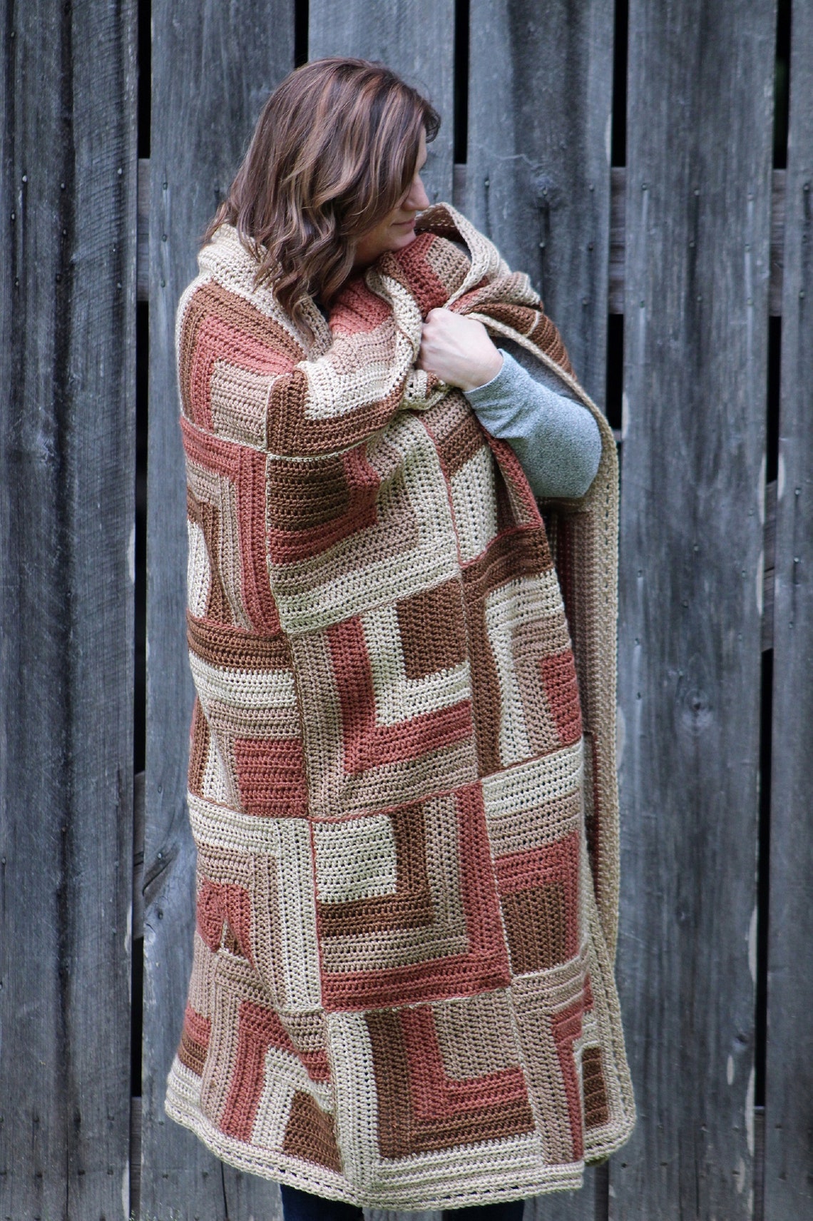 Rustic Squares Blanket Crochet Pattern PDF Digital - Etsy