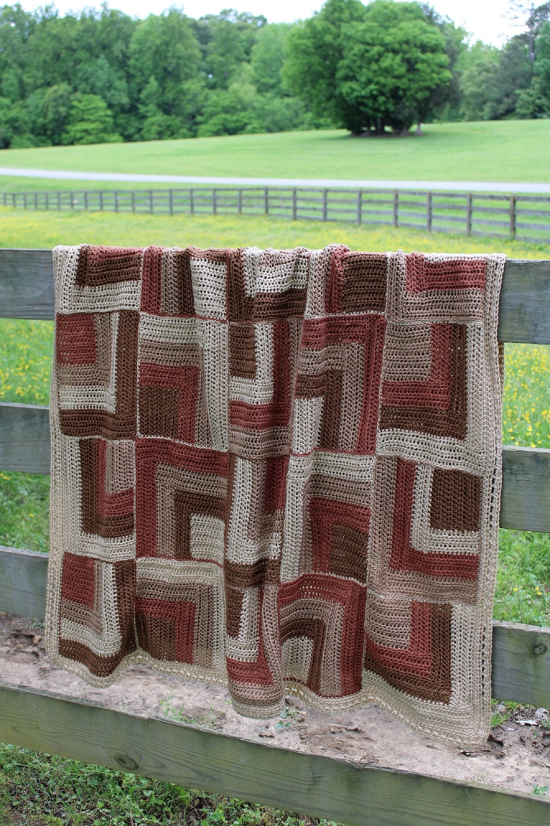 Rustic Squares Blanket | Crochet Pattern | PDF Digital Download ...