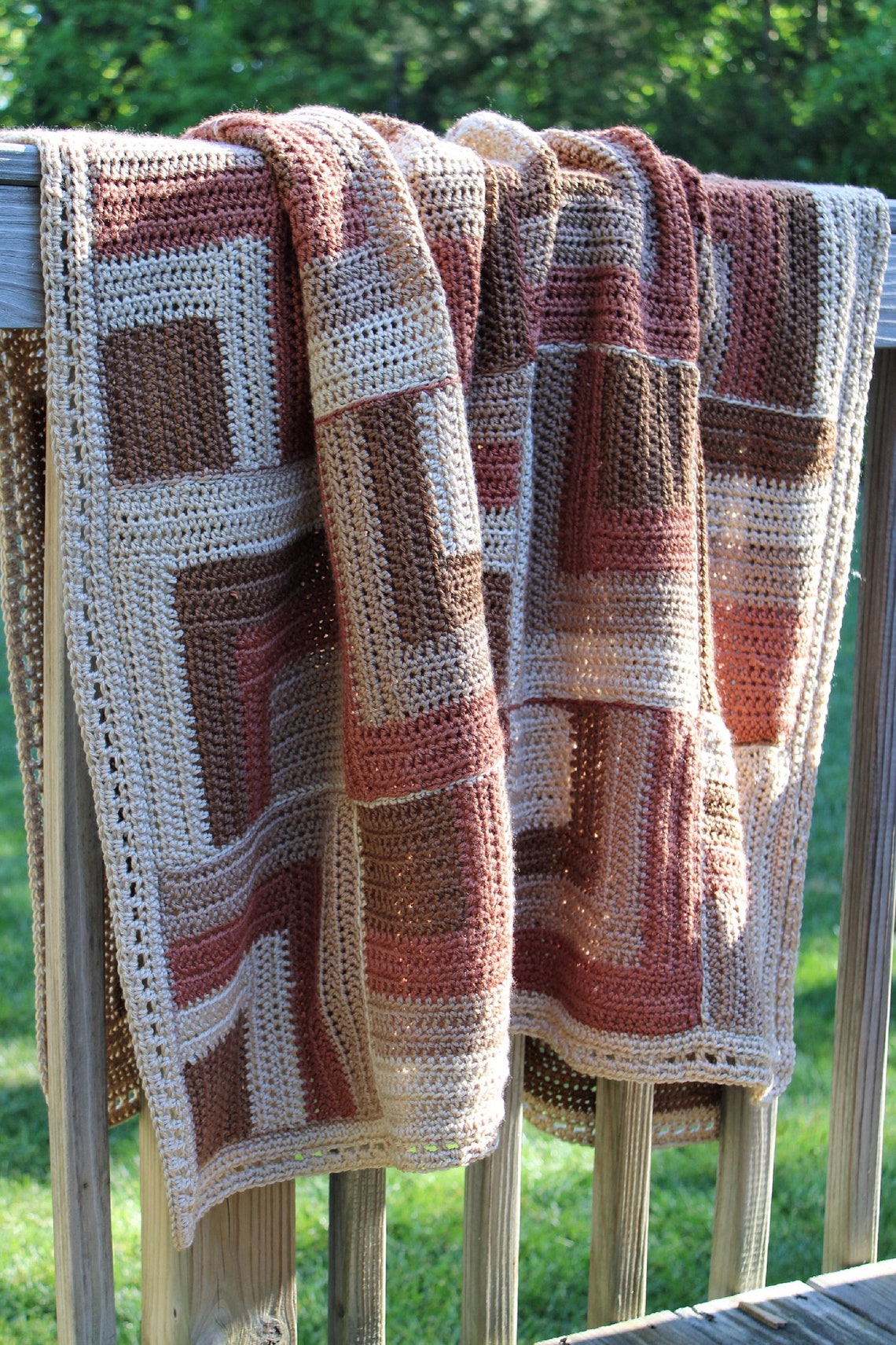 Rustic Squares Blanket Crochet Pattern PDF Digital - Etsy