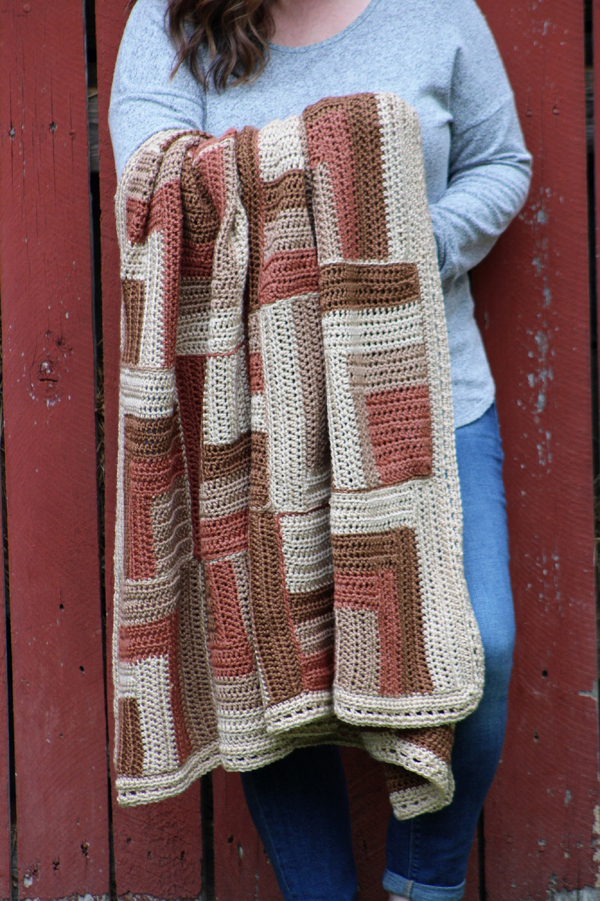 Rustic Squares Blanket | Crochet Pattern | PDF Digital Download ...