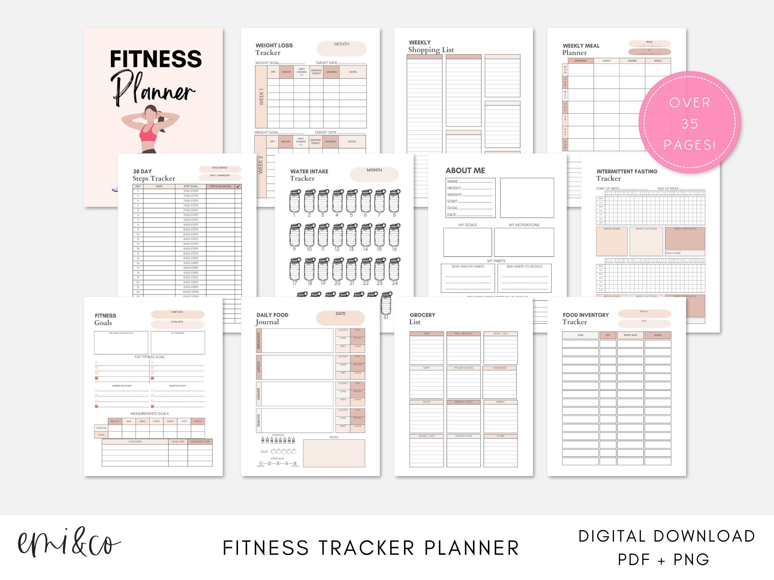 Fitness Planner Printable, Weight Loss Journal, Fitness Planner ...