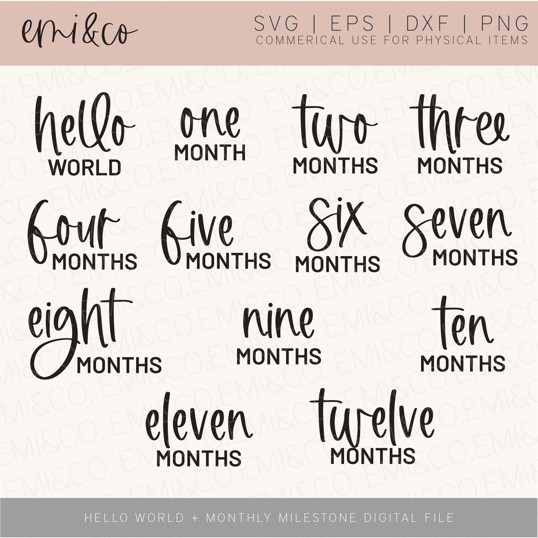 Baby Milestone SVG, Acrylic Round, Monthly Milestone SVG, Cricut, Hello ...