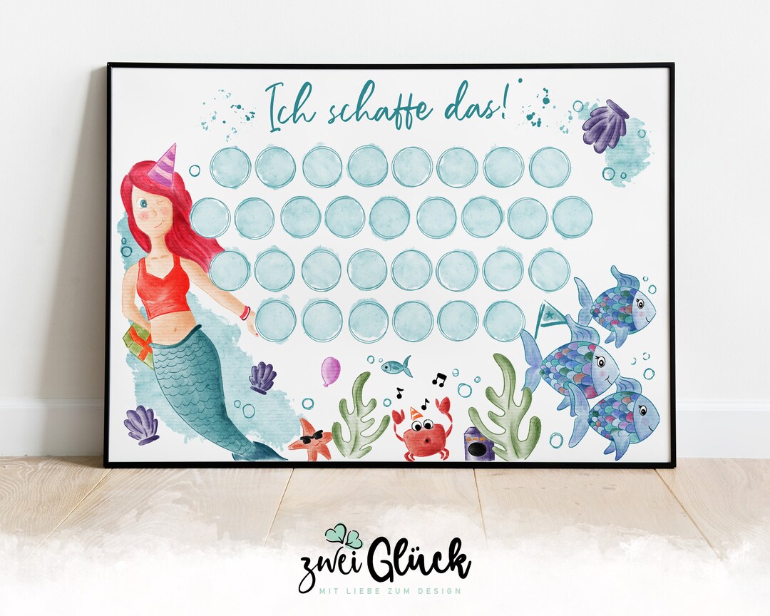 Reward Boards for Children Mermaid Motif Reward Board Sea Party Reward ...