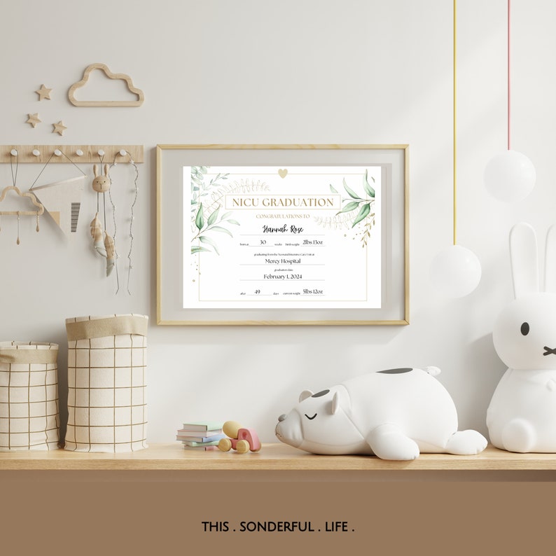 Personalized NICU Graduation Certificate Neutral Sign Neonatal ...