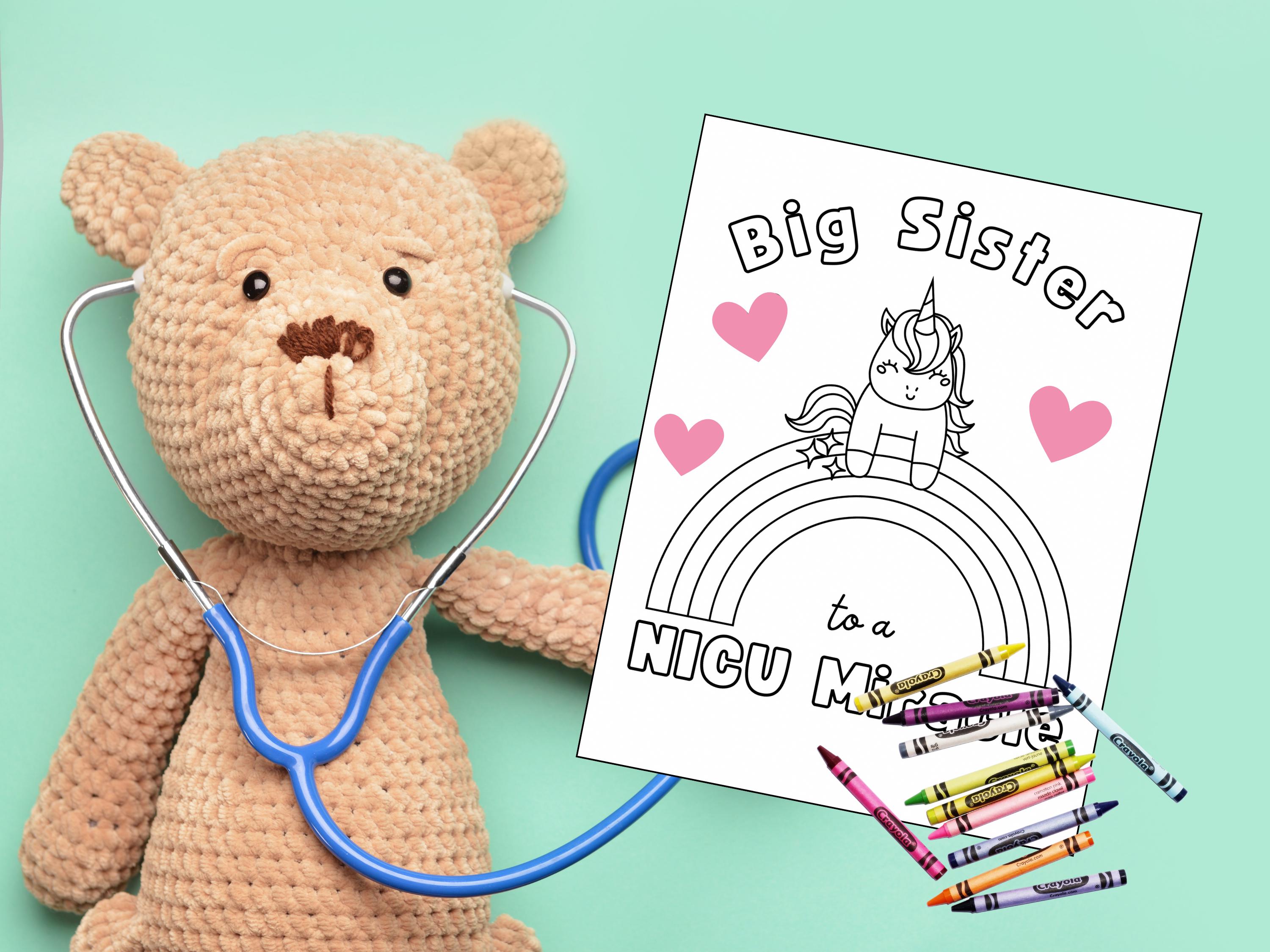 NICU Sibling Big Sister Neonatal Intensive Care Unit Printable Coloring ...