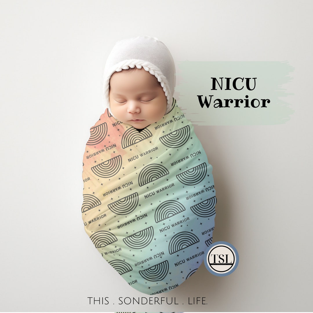 NICU Neonatal Intensive Care Unit Warrior Swaddle Blanket Rainbow Baby ...