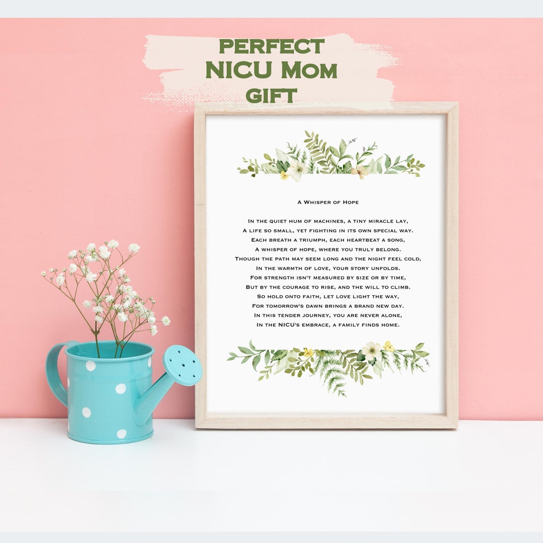 NICU Mom Family Neonatal Intensive Care Unit Printable Poem Preemie ...
