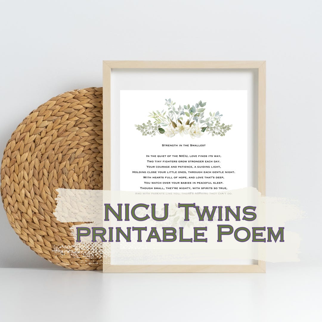 NICU Twins Mom Family Neonatal Intensive Care Unit Printable Poem Twin ...