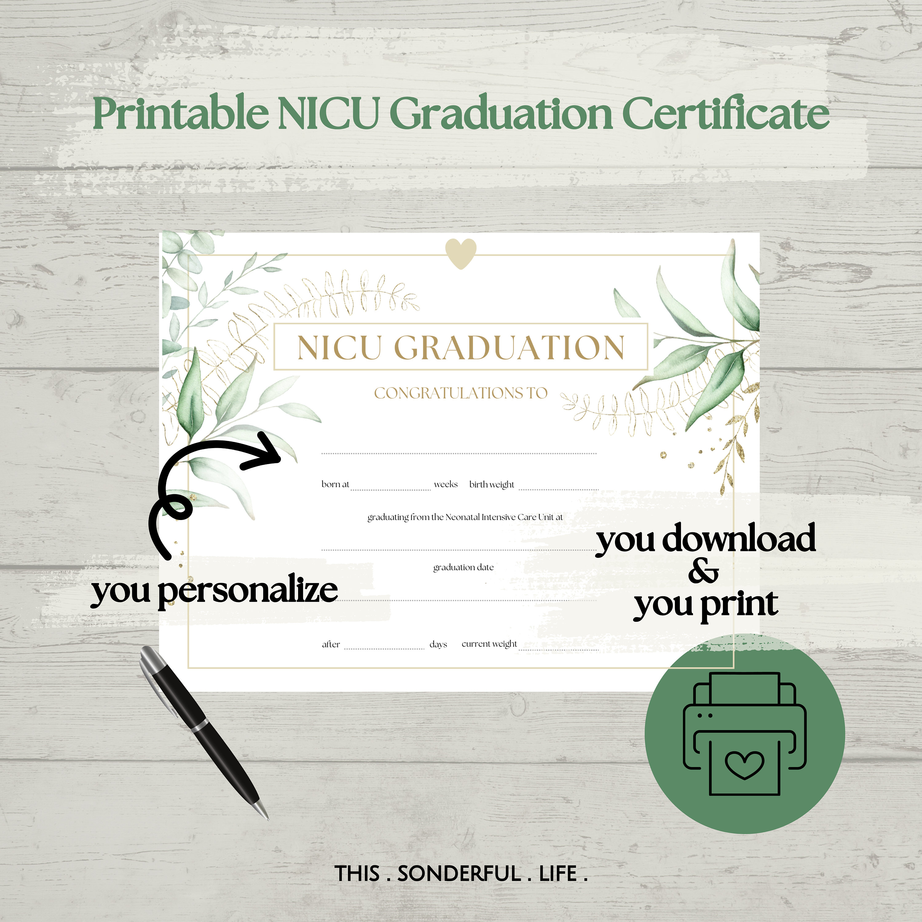 Personalized NICU Graduation Certificate Neutral Sign Neonatal ...