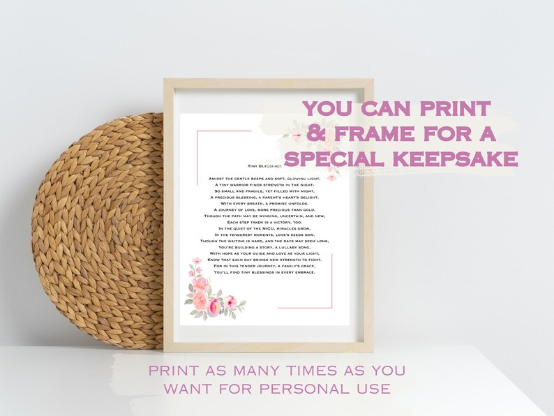 NICU Mom Family Neonatal Intensive Care Unit Printable Poem Preemie ...