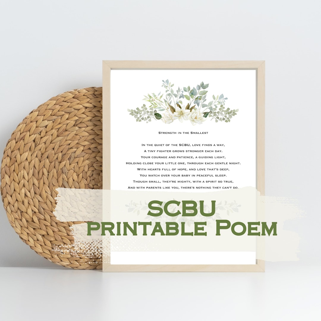 SCBU Mom Family Special Care Baby Unit Printable Poem Preemie Instant ...