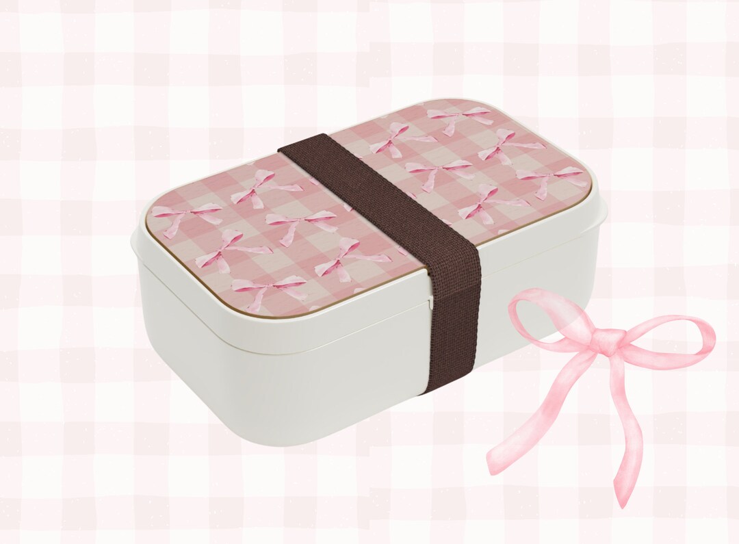 Coquette Pink Ribbon Bows Bento Lunch Box Set With Cutlery Coquette ...