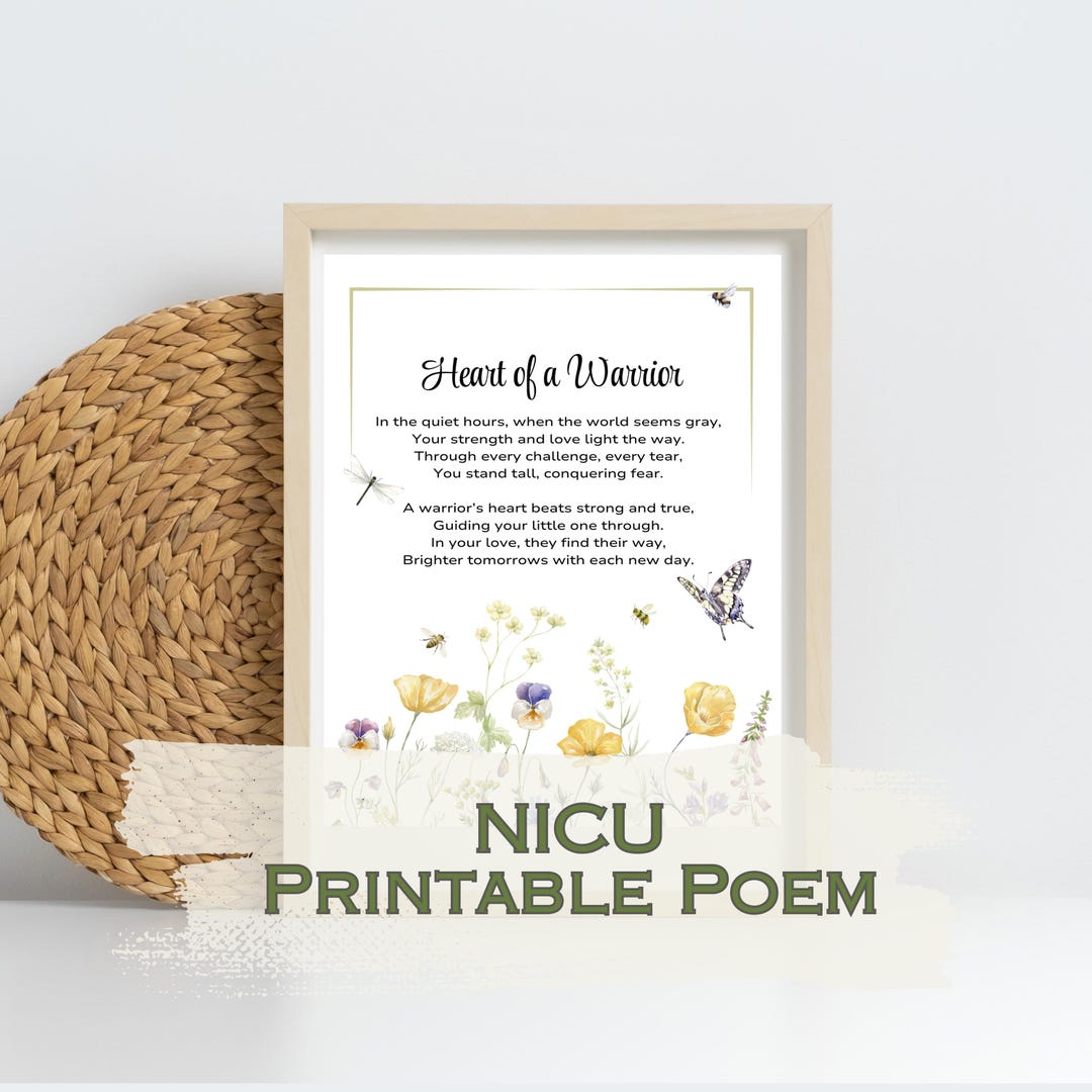 NICU Mom Family Neonatal Intensive Care Unit Printable Poem Preemie ...