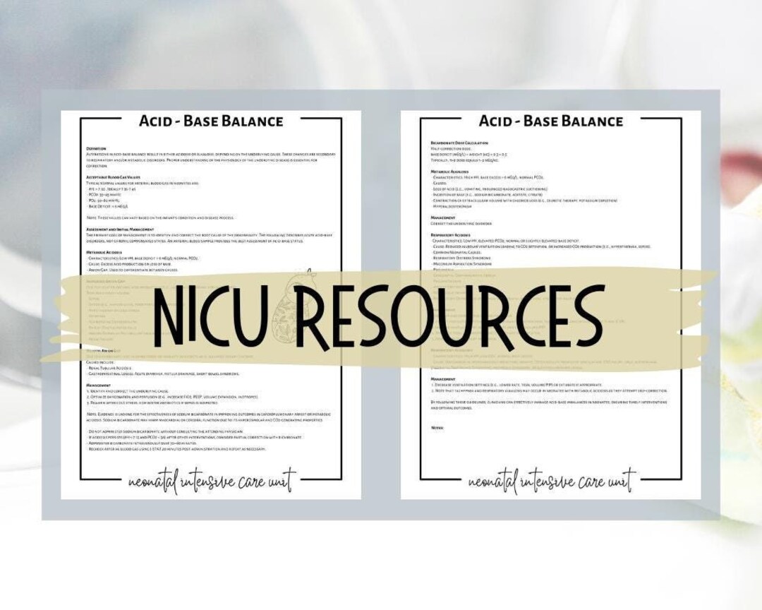 NICU Neonatal Intensive Care Unit Nurse RN Acid Base Balance Blood Gas ...