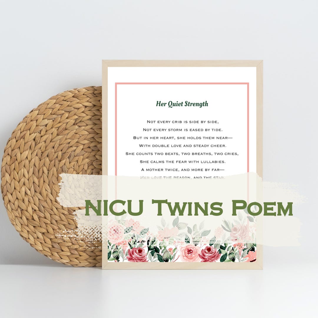 NICU Twins Mom Family Neonatal Intensive Care Unit Printable Poem Twin ...