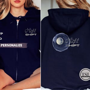 Night Shift Zip up Hoodie Overnight 3rd Shift Nurse RN Jacket ...