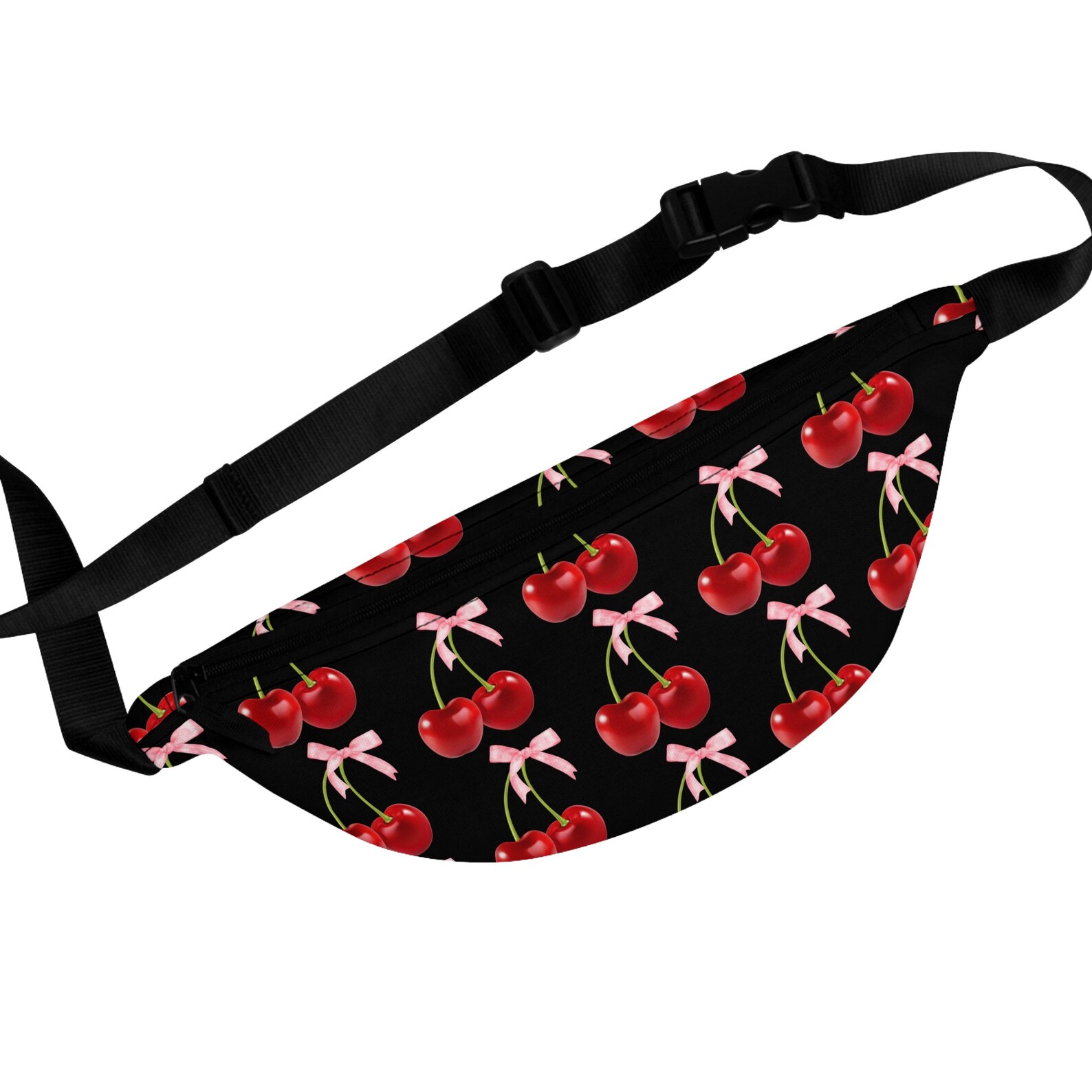Coquette Cherries Pink Ribbon Bow Fanny Pack Crossbody Bag Trendy ...