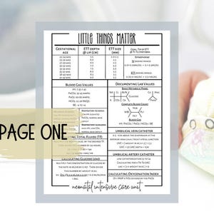 NICU Neonatal Intensive Care Unit Nurse RN Resources Printable Quick ...