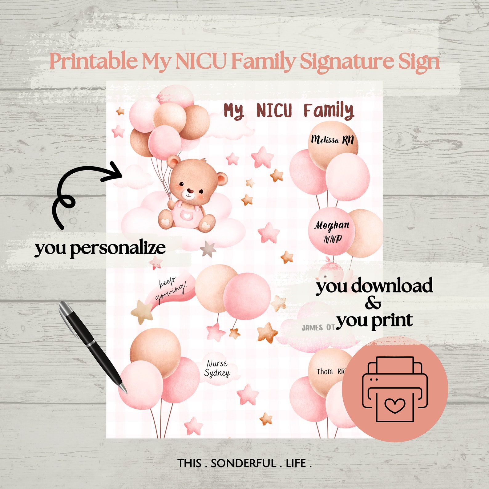 Neonatal Intensive Care Unit Printable Pink My NICU Family Certificate ...