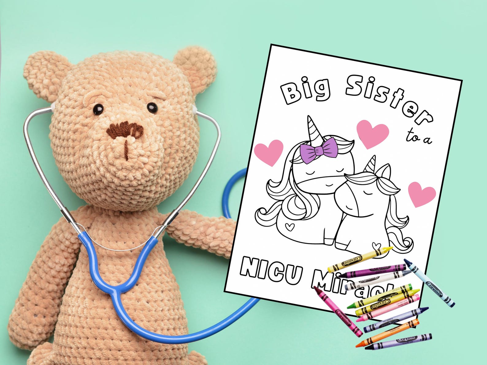 NICU Sibling Big Sister Neonatal Intensive Care Unit Printable Coloring ...