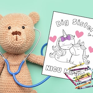 NICU Sibling Big Sister Neonatal Intensive Care Unit Printable Coloring ...