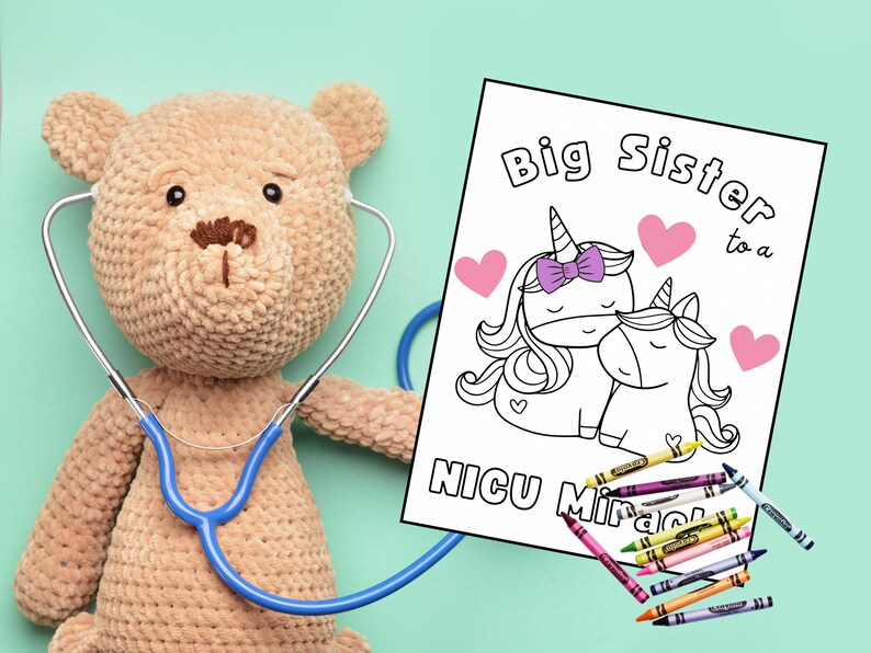 NICU Sibling Big Sister Neonatal Intensive Care Unit Printable Coloring ...