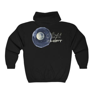 Night Shift Zip up Hoodie Overnight 3rd Shift Nurse RN Jacket ...