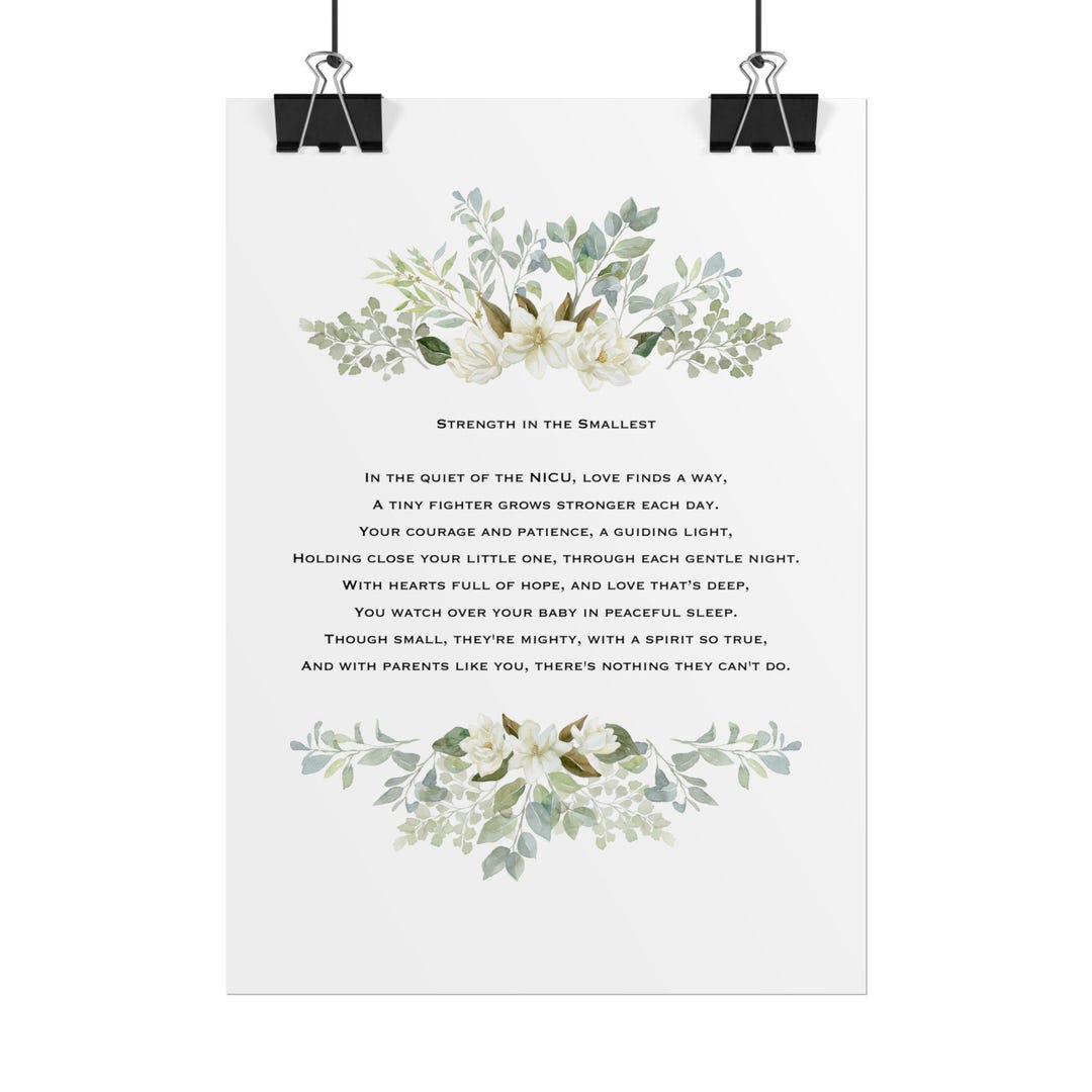 Strength in the Smallest NICU Poem Neonatal Intensive Care Print Rolled ...