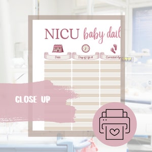 NICU Daily Tracker Printable Neonatal Intensive Care Unit Weight Date ...