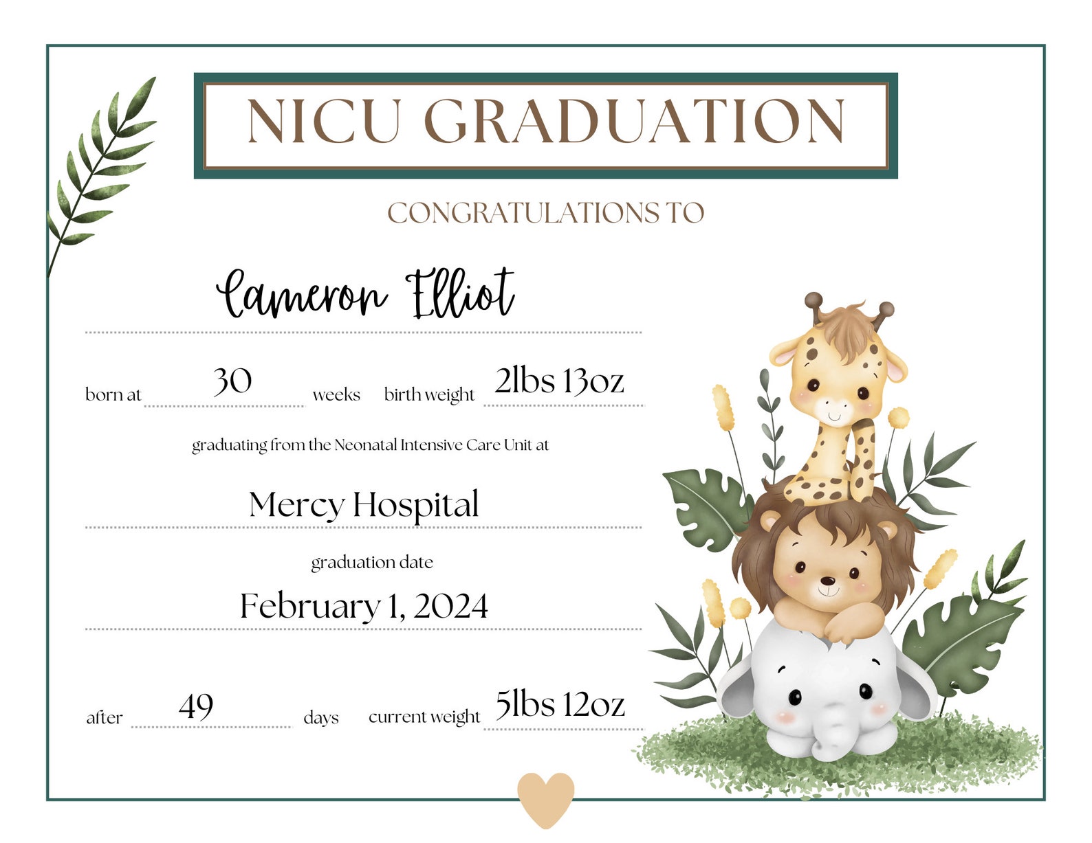 Personalized NICU Neonatal Intensive Care Unit Graduate Graduation ...
