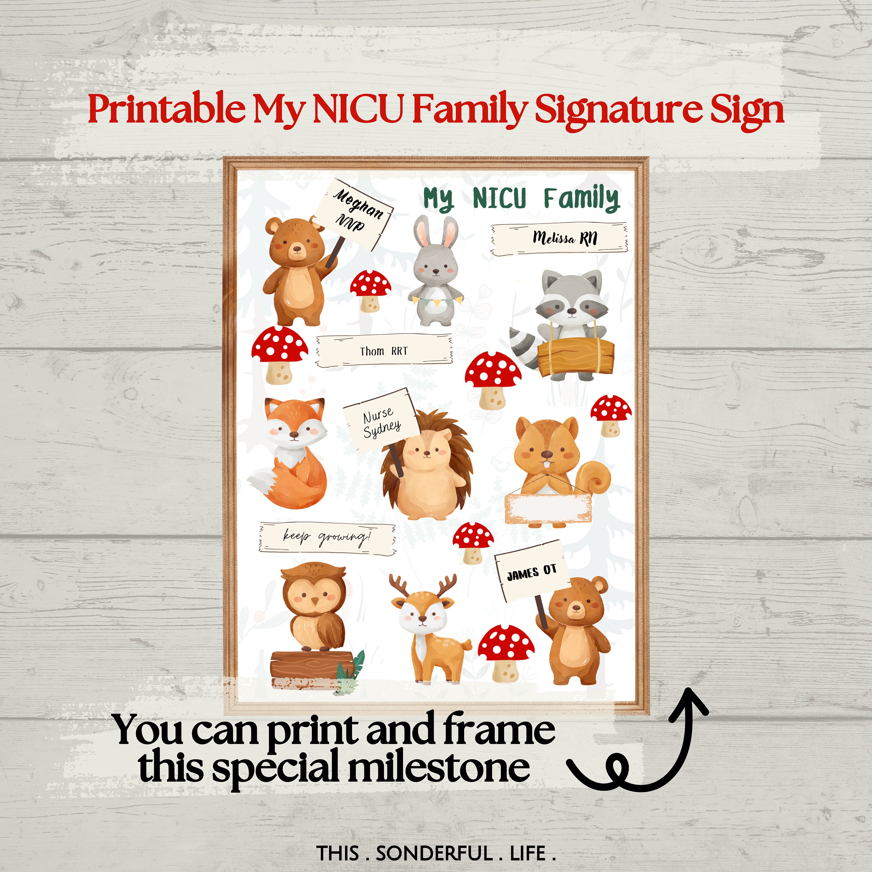 Neonatal Intensive Care Unit My NICU Family Printable Woodland ...
